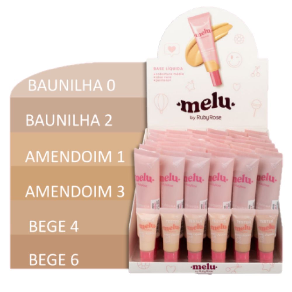 Ruby Rose - base liquida Melu HB8055 G1 - Bege 6 - Maquiagem em Atacado ...