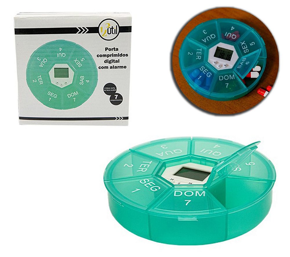 Porta Remédio Cápsula Comprimido Digital Alarme Programador - Empório CTZ