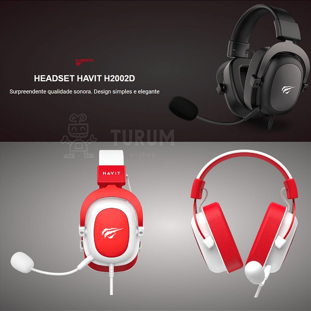 Fone De Ouvido Headset Gamer Havit H2002d Branco e Roxo - Turum | Sua Loja Gamer | Enviamos para ...