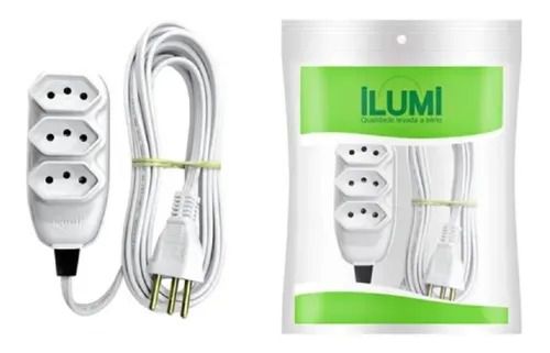 Extensão Compacta Com Cabo PP 3 Vias 3M 10A Branca - ILUMI - Mercadão ... Extensão Compacta Com Cabo PP 3 Vias 3M 10A Branca - ILUMI - Mercadão ...