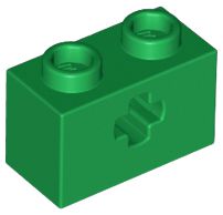 Tijolo Technic 1x2 com Furo para Eixo Verde - TECLINC