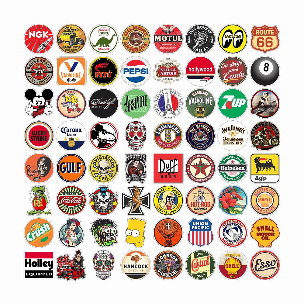 Kit 64 Adesivos Marcas Antigas Vintage Retro - Fred Old Car - Vintage Store