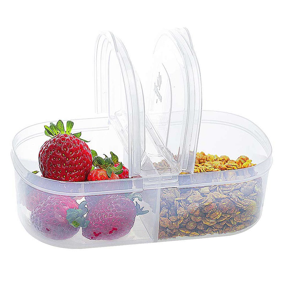 Marmita Fit 650 Ml Transparente Com Divisória e Tampa 18,4x10x6,2 Cm ...