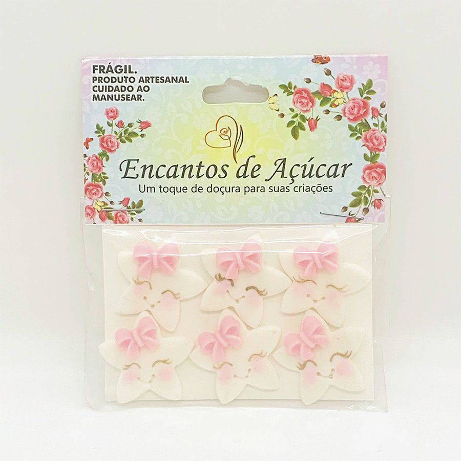 Confeito de Açúcar Estrela Feminina Gliter - 6 Unidades - Rizzo - Rizzo ...