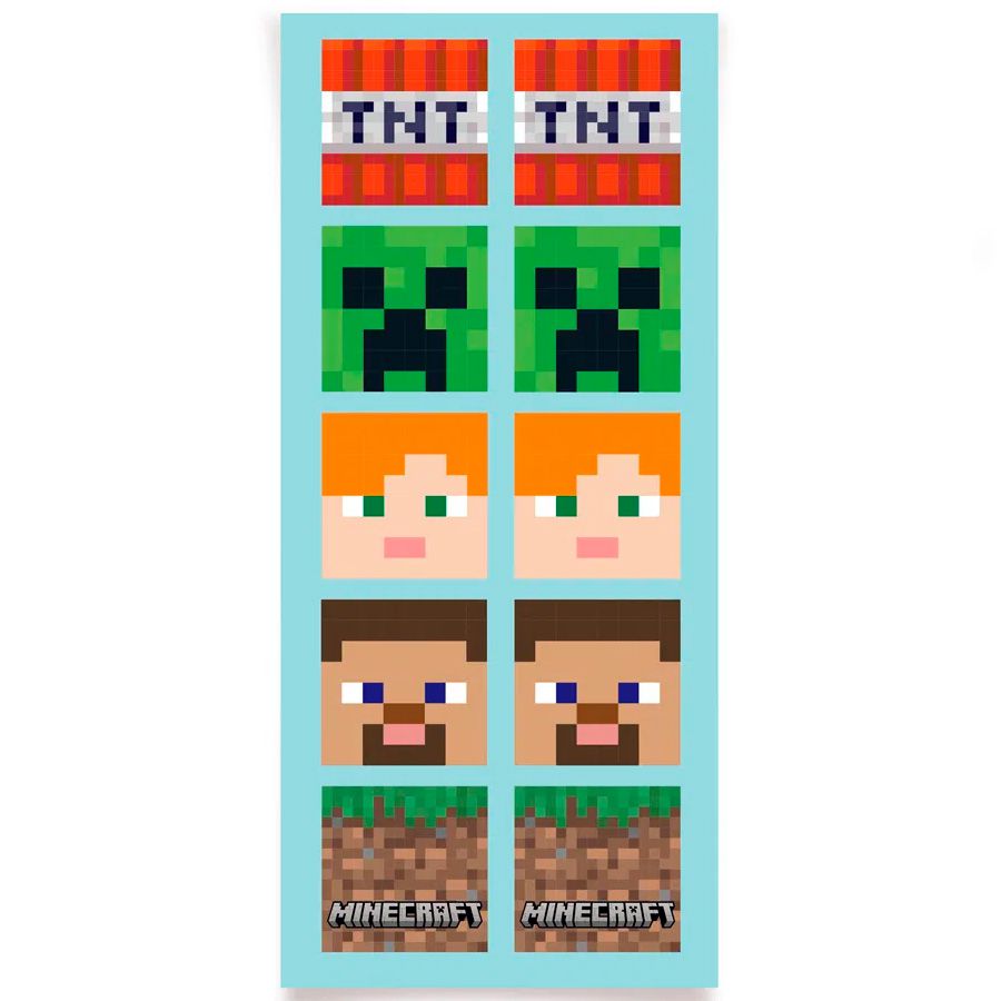 Adesivo Quadrado Minecraft - 3 Cartelas - 10 cm x 23 cm - 30 unidades ...