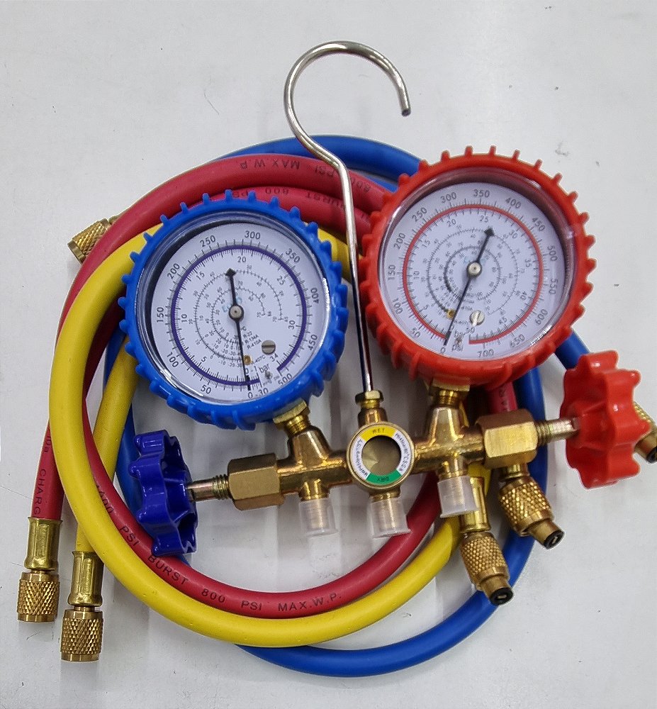 Manifold completo c/Visor para gases: R22/R134/R407/R410 (Inverter) - - Difusor ar condicionado