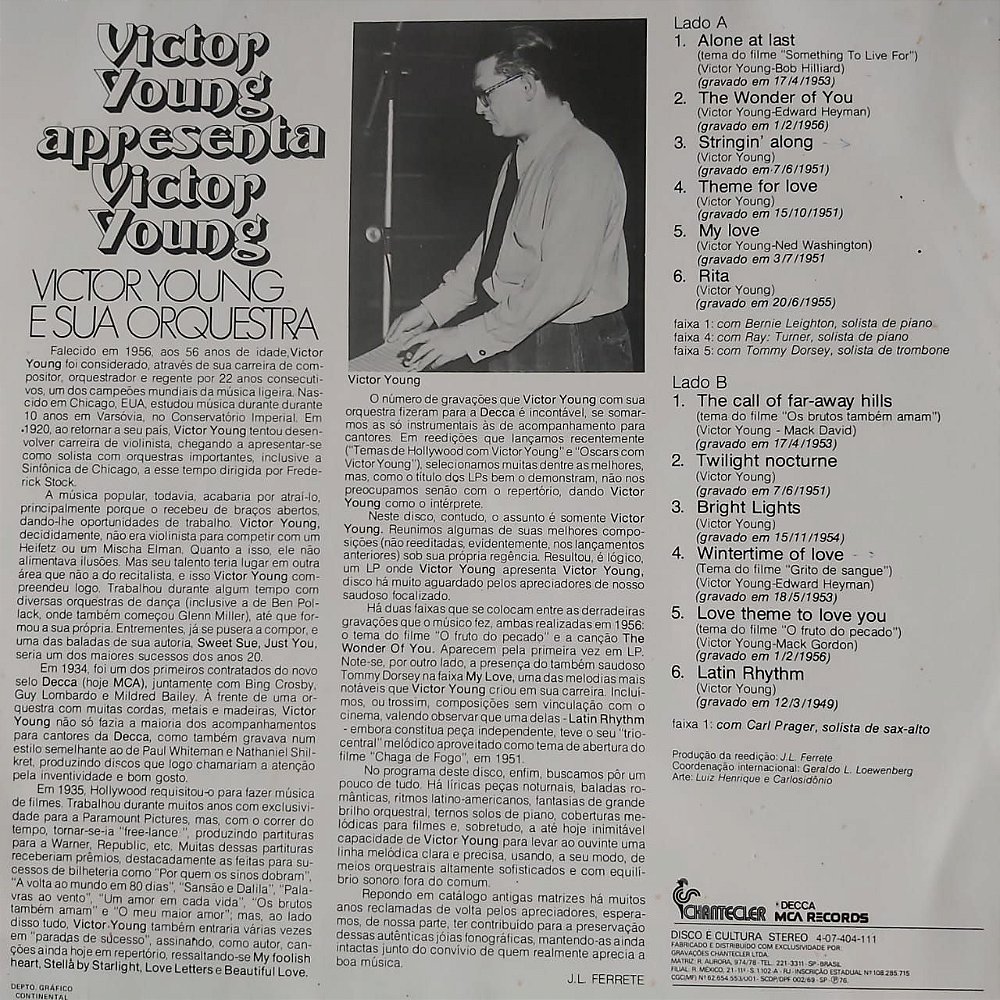 LP - Victor Young e Sua Orquestra - Apresenta Victor Young ...