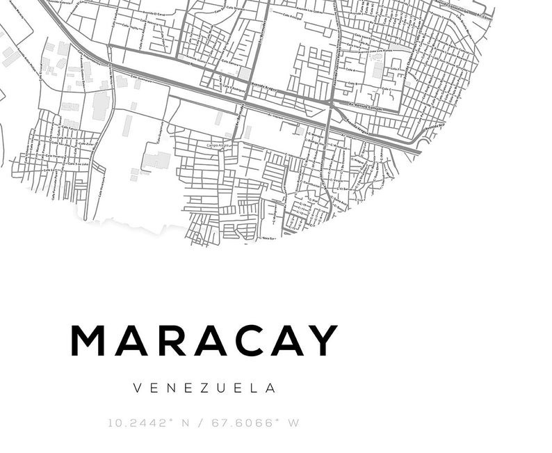 Quadro Decorativo Mapa Cidade Maracay Venezuela Nome de Ruas - Art ...