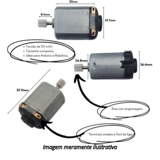 Mini Motor DC 3v a 6v com Engrenagem - Arduino e Raspberry em Manaus é ...