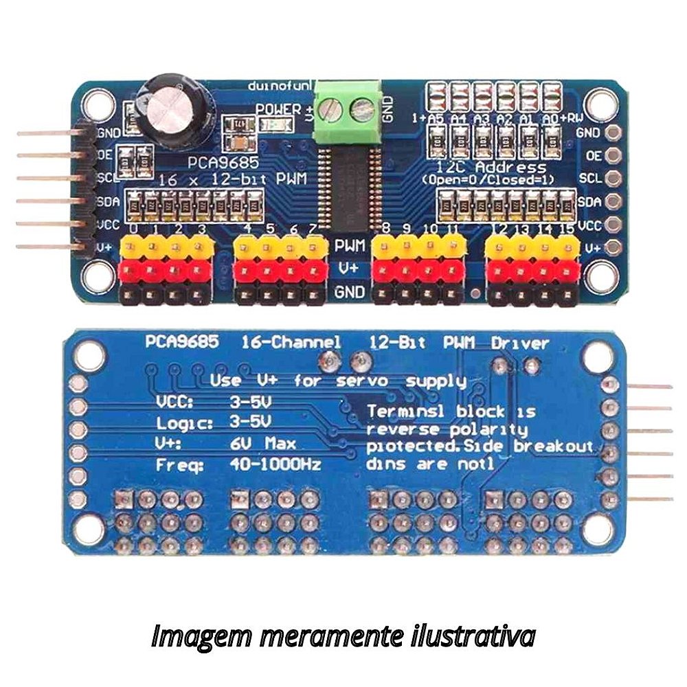 Driver Controlador PWM Servos 16 Canais I2C PCA9685 - Arduino e Raspberry em Manaus é na Smart ...