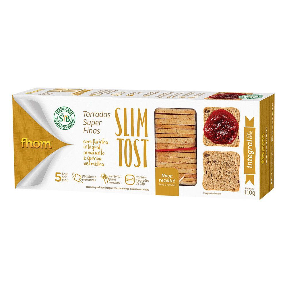Torrada Slim Tost Integral com Grãos Fhom - Fhom Alimentos Saudáveis
