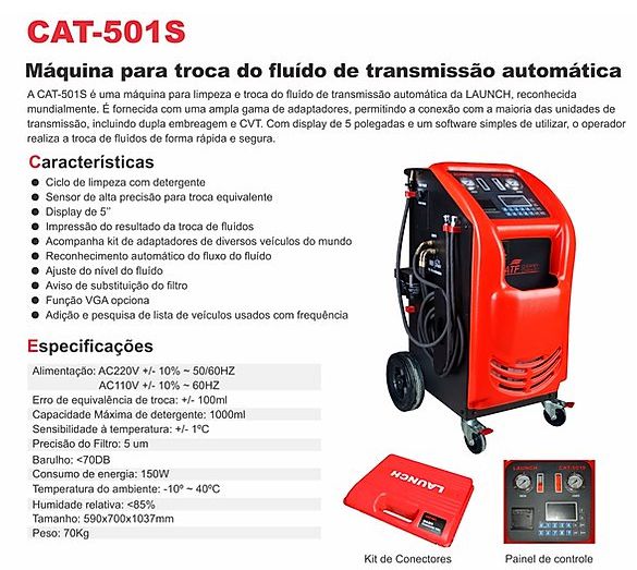 Máquina para Troca do Fluído de Transmissão Automática BIVOLT LAUNCH ...