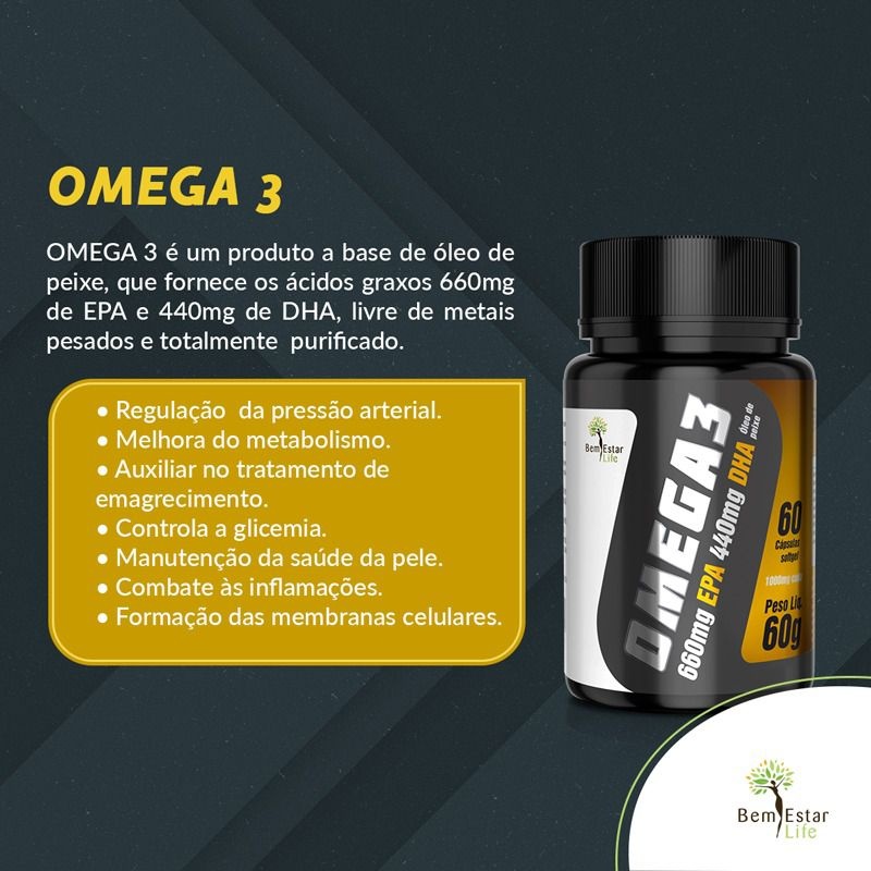 ÔMEGA 3 - 60 cápsulas - Bem Estar Life MT