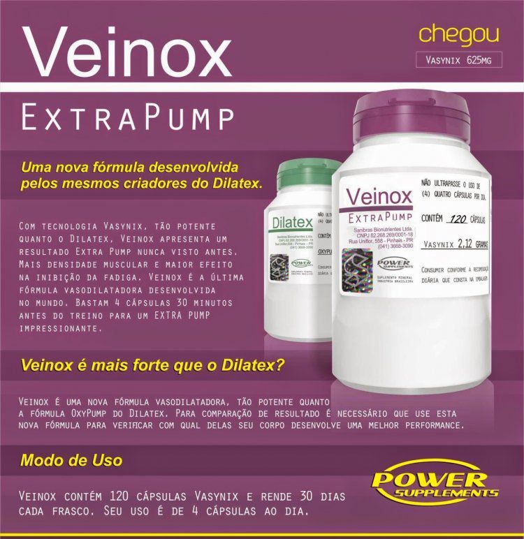 Veinox Extra Pump 120 Cápsulas - Power Supplements - Fortão Suplementos