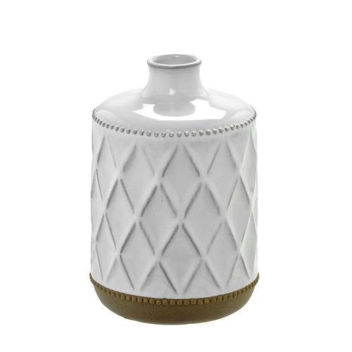 VASO DECORATIVO BRANCO E MARROM RUSTICO 22cm - Raffaello Presentes e ...