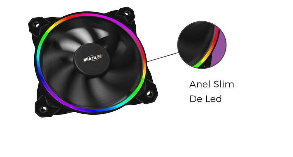 FAN RGB SLIM PARA GABINETE 120MM BPC-SLIM12-RGB - Brazil PC