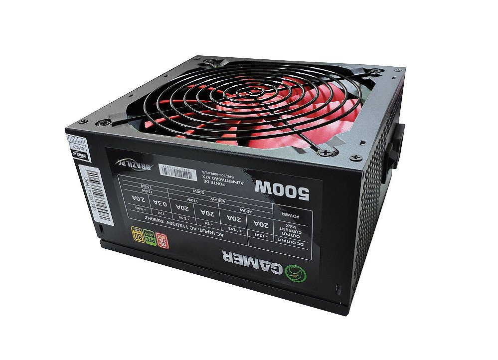 FONTE ATX 500W REAL 80PLUS BRONZE BPC/500-80PLUS/B 24 PINOS - Brazil PC