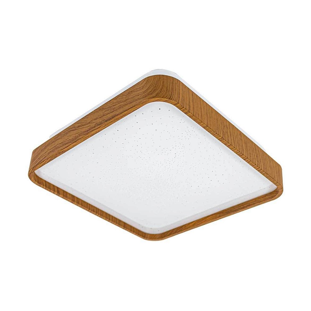 Lustre Plafon LED Timber 24W 40x40 Céu Estrelado Amadeirado Branco Frio ...