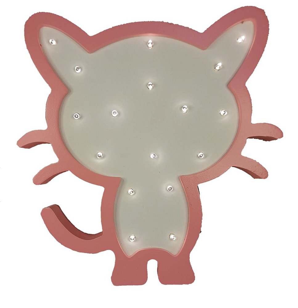 Luminária Led De Gato Em Madeira Luminoso Gatinho Decoração - Loja ...