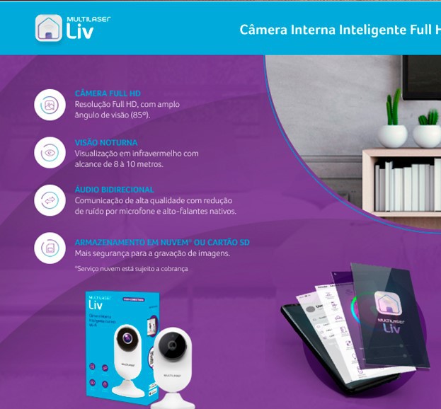 Câmera Multilaser Interna Inteligente Full Hd 1080p Wi-fi Se241 ...