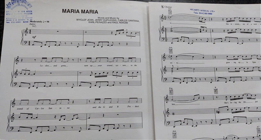 MARIA MARIA - partitura para piano, vocal e cifras para violão ...