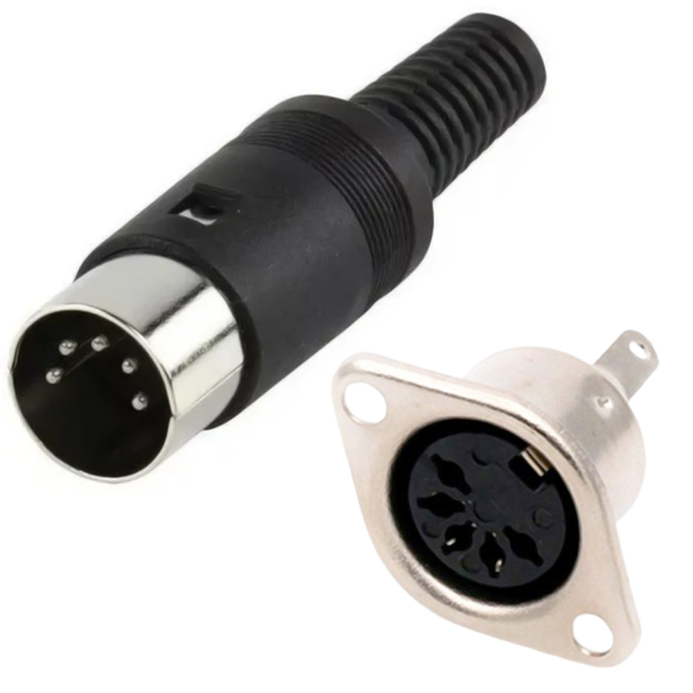 Conector 5 Pinos DIN Conjunto Macho Cabo e Fêmea Lado Painel - ON ...