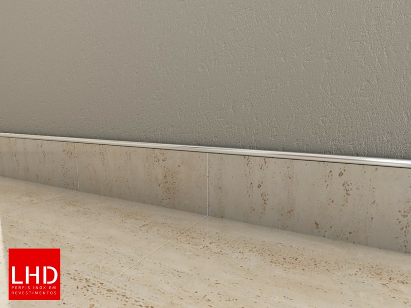 Perfil Inox Quadrado Prata para cantos revestidos em parede e escada ...