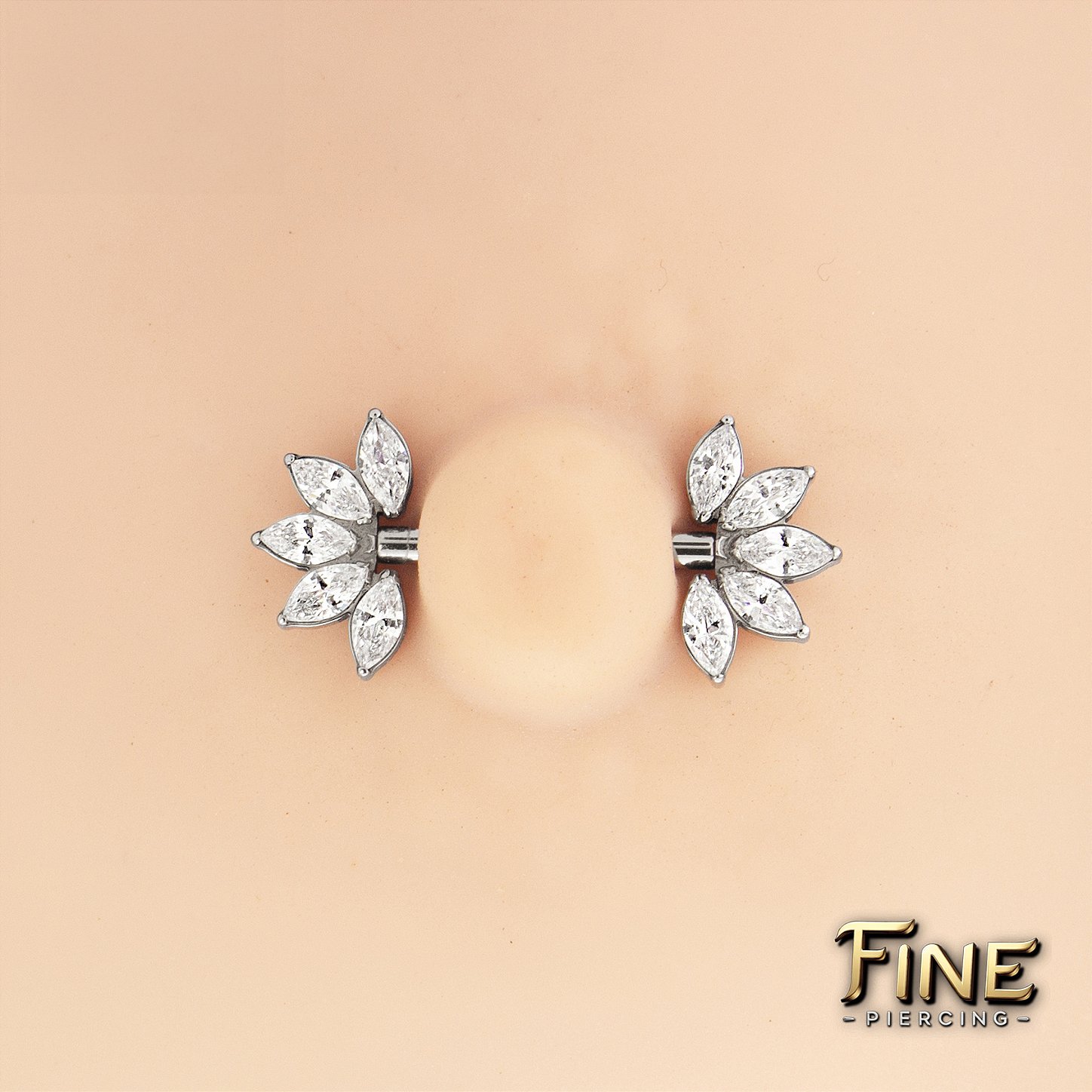 Piercing de Mamilo em Titânio com Cluster de Zircônias Navete - Fine ...