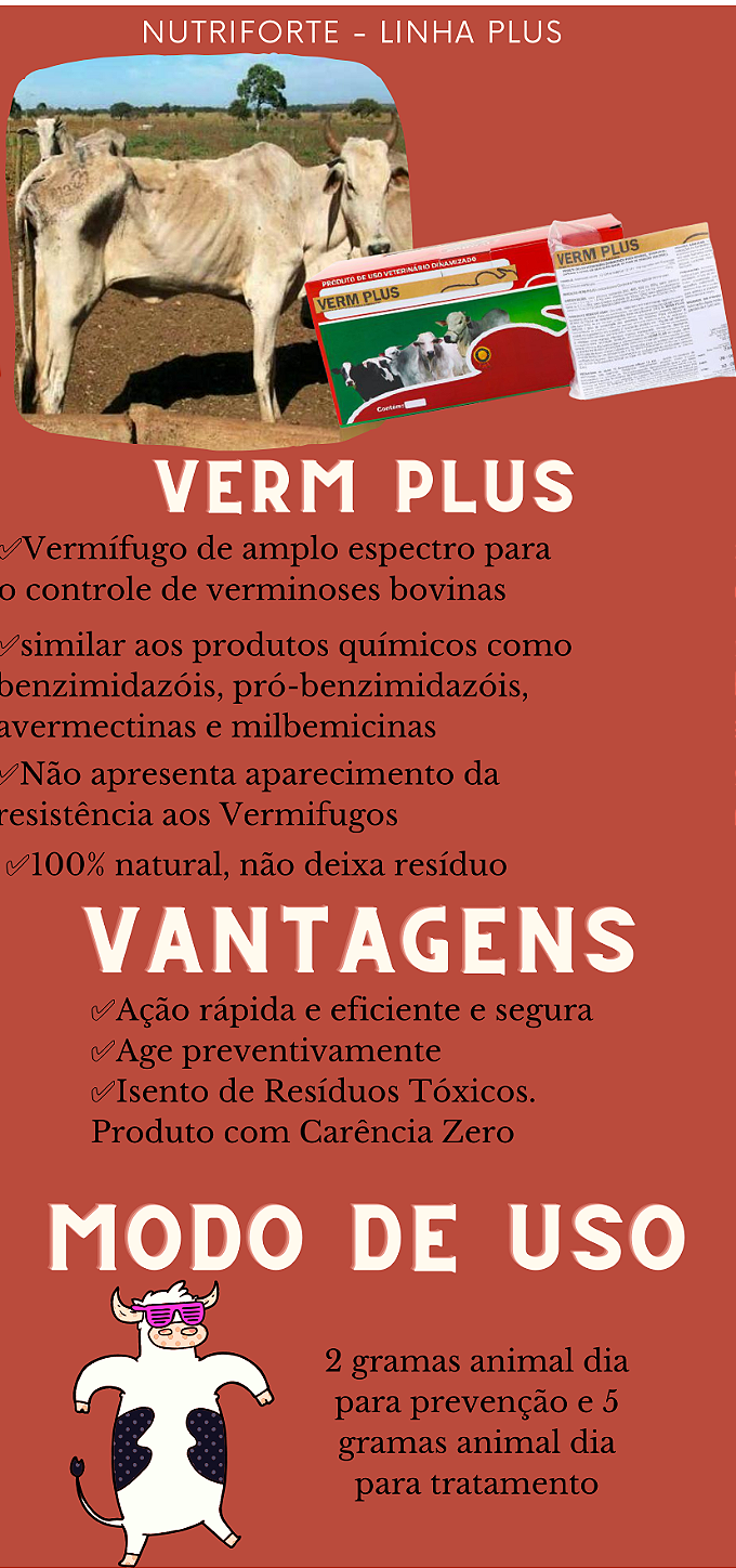 Verm plus homeopatia 01kg - tratamento de verminoses - 2 g suplemento ...