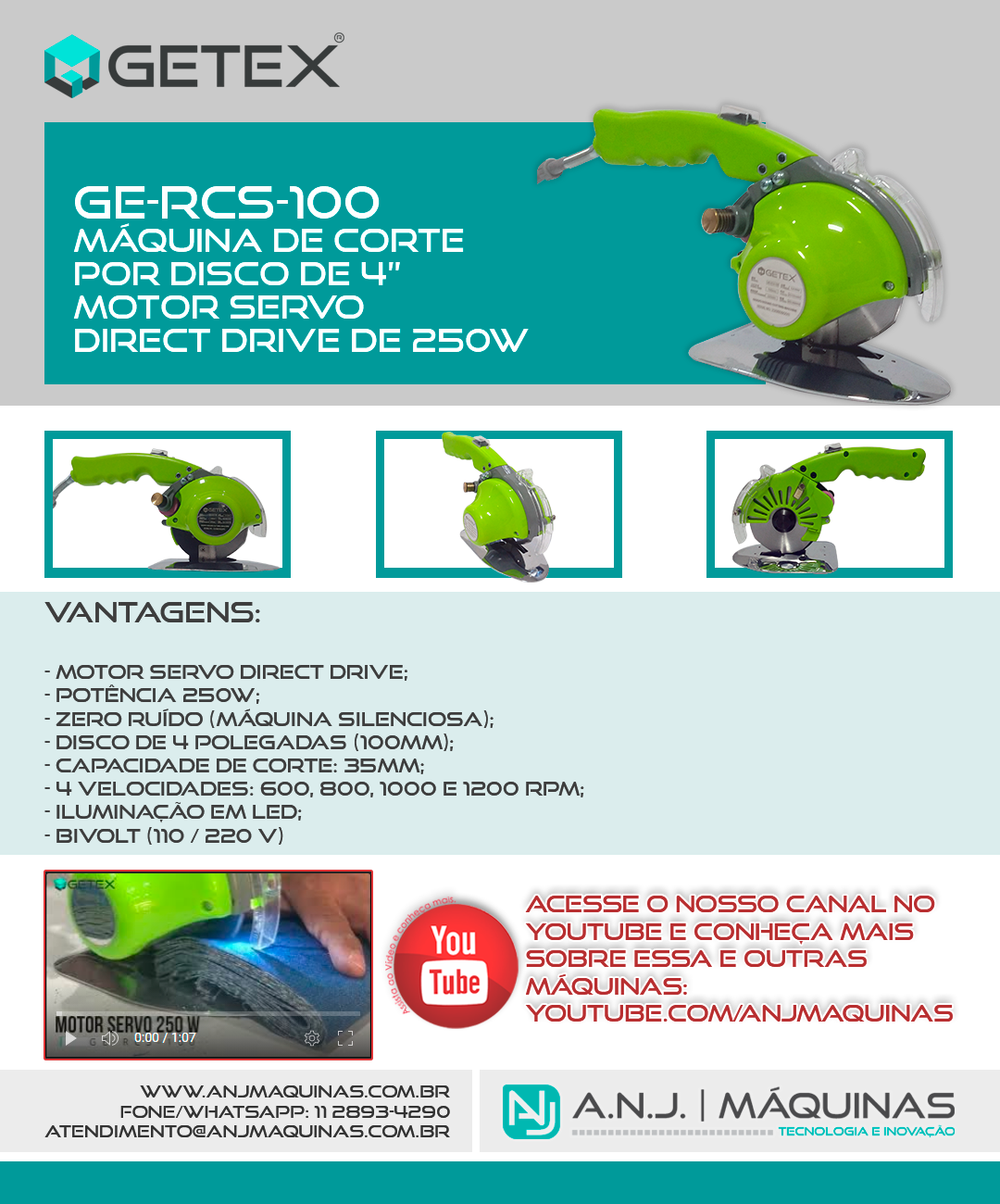 Máquina de Corte Direct Drive 4 Polegadas - GE-RCS-100 - A.N.J. Máquinas