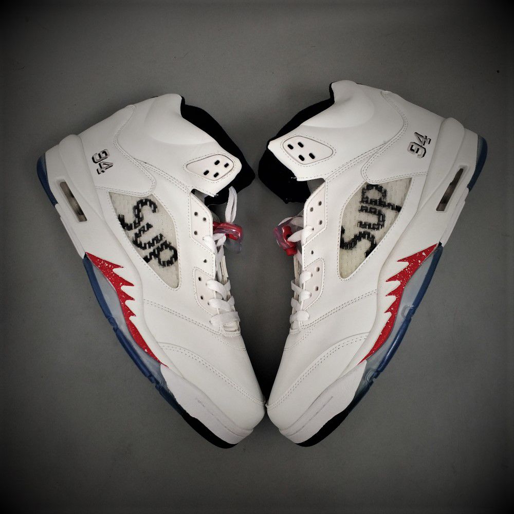 Tênis Nike Jordan 5 Retro Supreme White PK - ENCOMENDA Tênis Nike Jordan 5 Retro Supreme White PK - ENCOMENDA