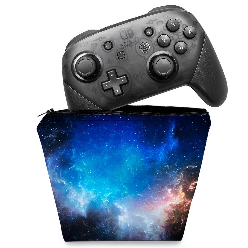 Kit Capa Case E Skin Nintendo Switch Pro Controle Universo Cosmos