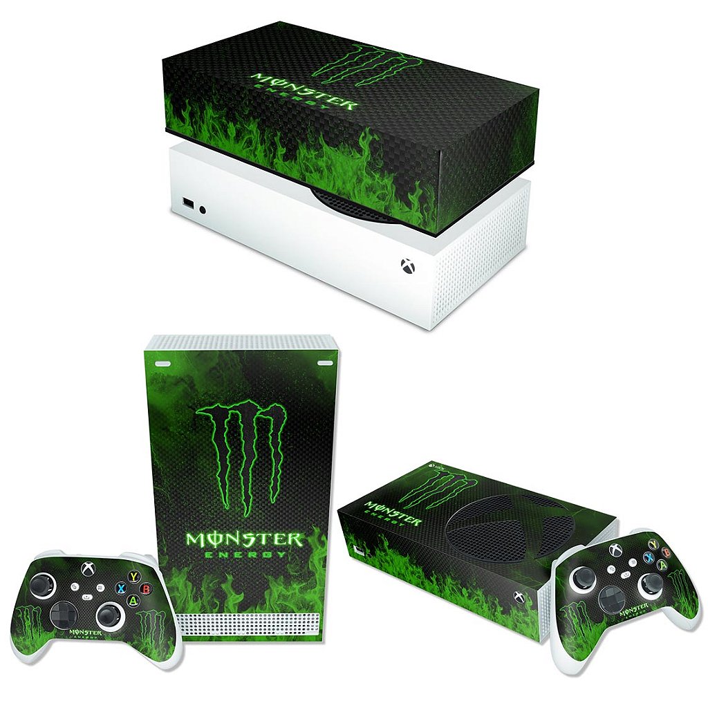 KIT Xbox Series X Skin e Capa Anti Poeira Monster Energy Drink Pop Arte Skins