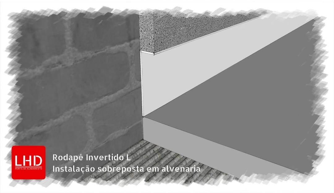 Perfil Rodapé Invertido 3m LHD para embutimento em parede Alvenaria ...