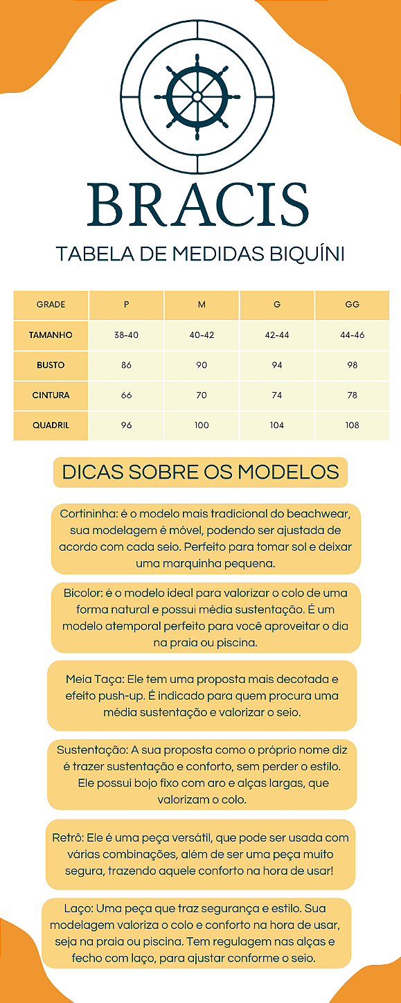 Tabela de Medidas - Bracis