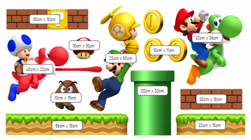 Adesivo Recortado - Cenário Super Mario Bros (1m x 60cm) - Adesivos de ...