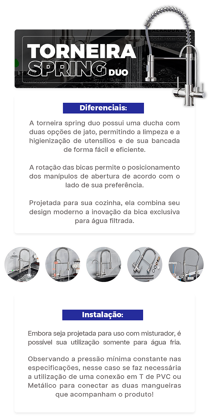 Torneira Gourmet Para Cozinha Com Filtro Spring Duo Escovada - iCasa ...