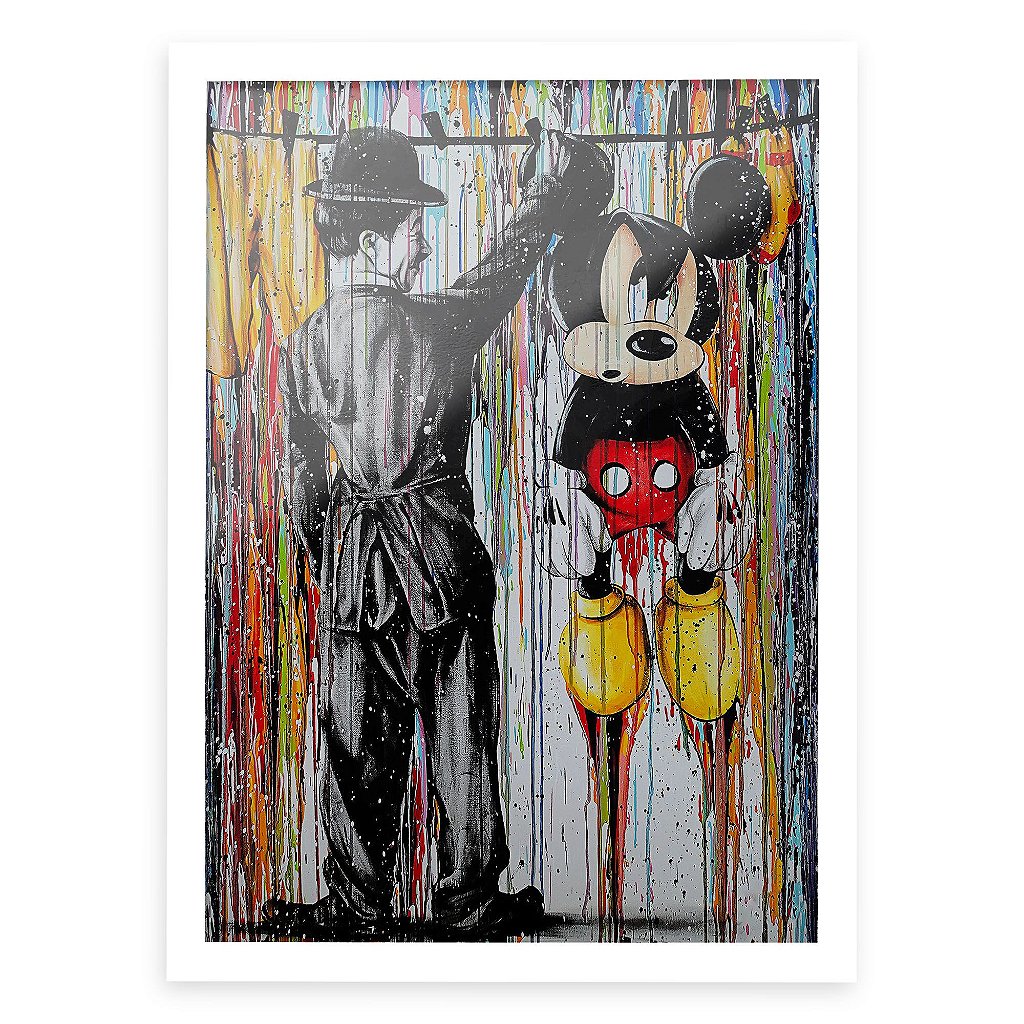 Quadro Decorativo Hey Mickey Mouse Charlie Chaplin Fantasy Minnie e ...