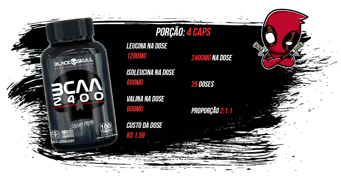 BCAA 2400 BLACK SKULL (LINHA CAVEIRA PRETA) - 100 TABLETS - Ninja ...