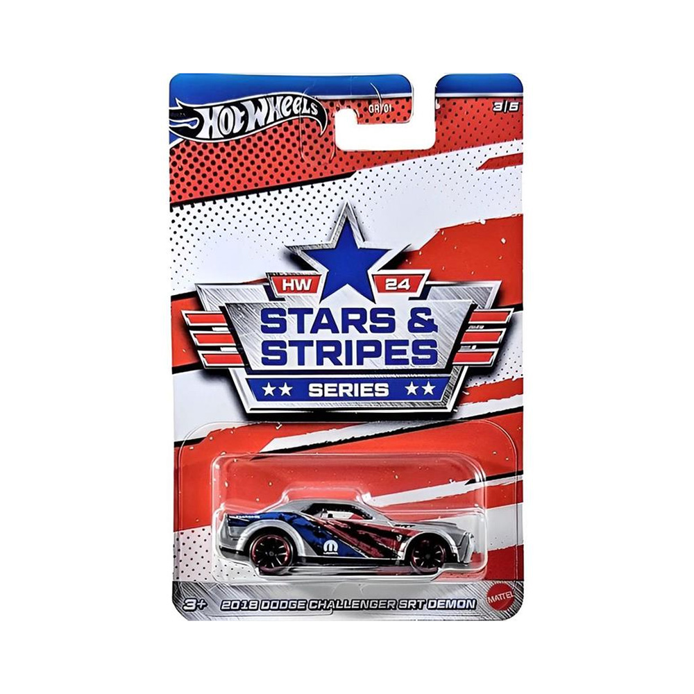 Hot Wheels 2018 Dodge Challenger SRT Demon Stars Stripes Series 2024 Mini Hunts