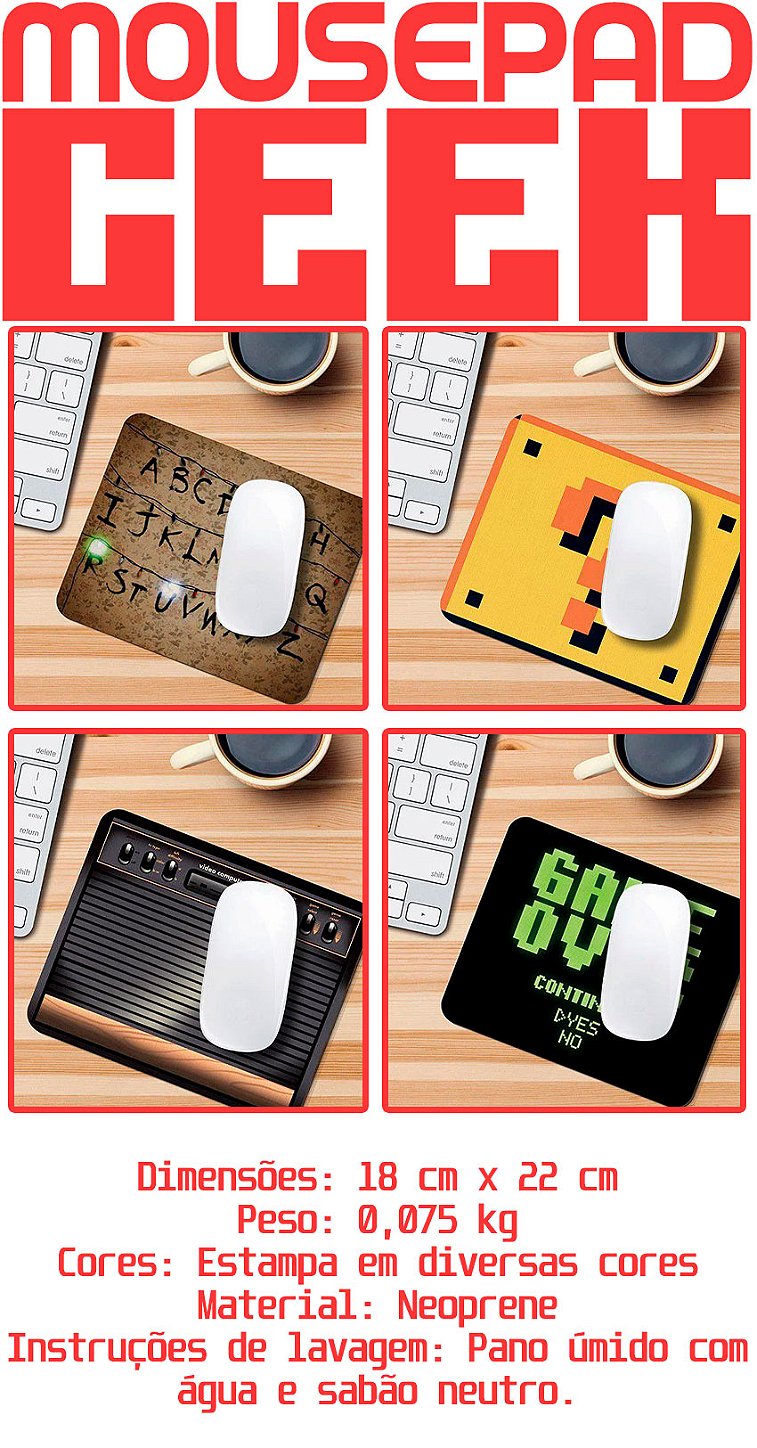 Mousepad Geek - Retro Console - I Love Be Nerd
