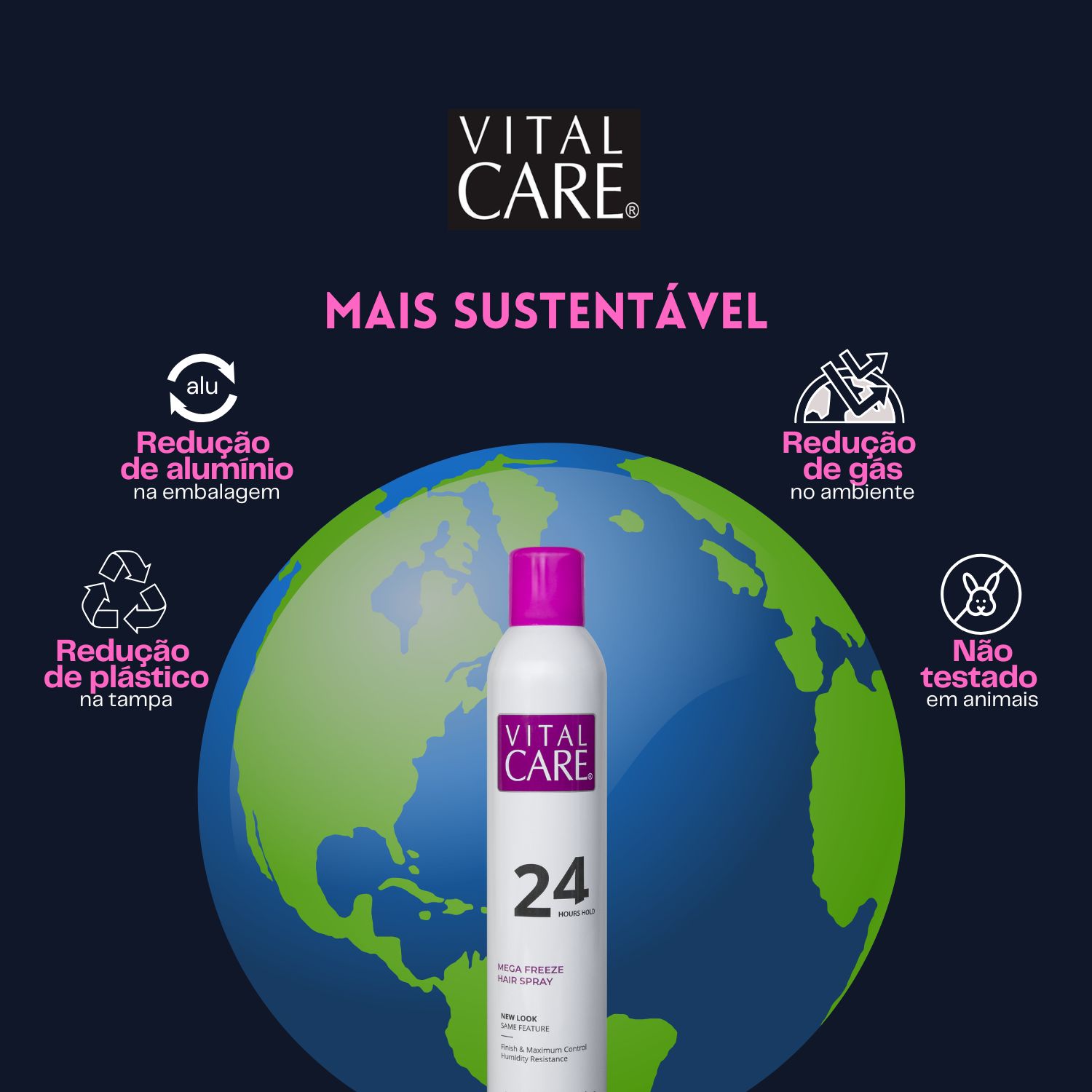 Vital Care Hair Spray 21h - Spray para cabelos de alta fixação - BRAVO ...