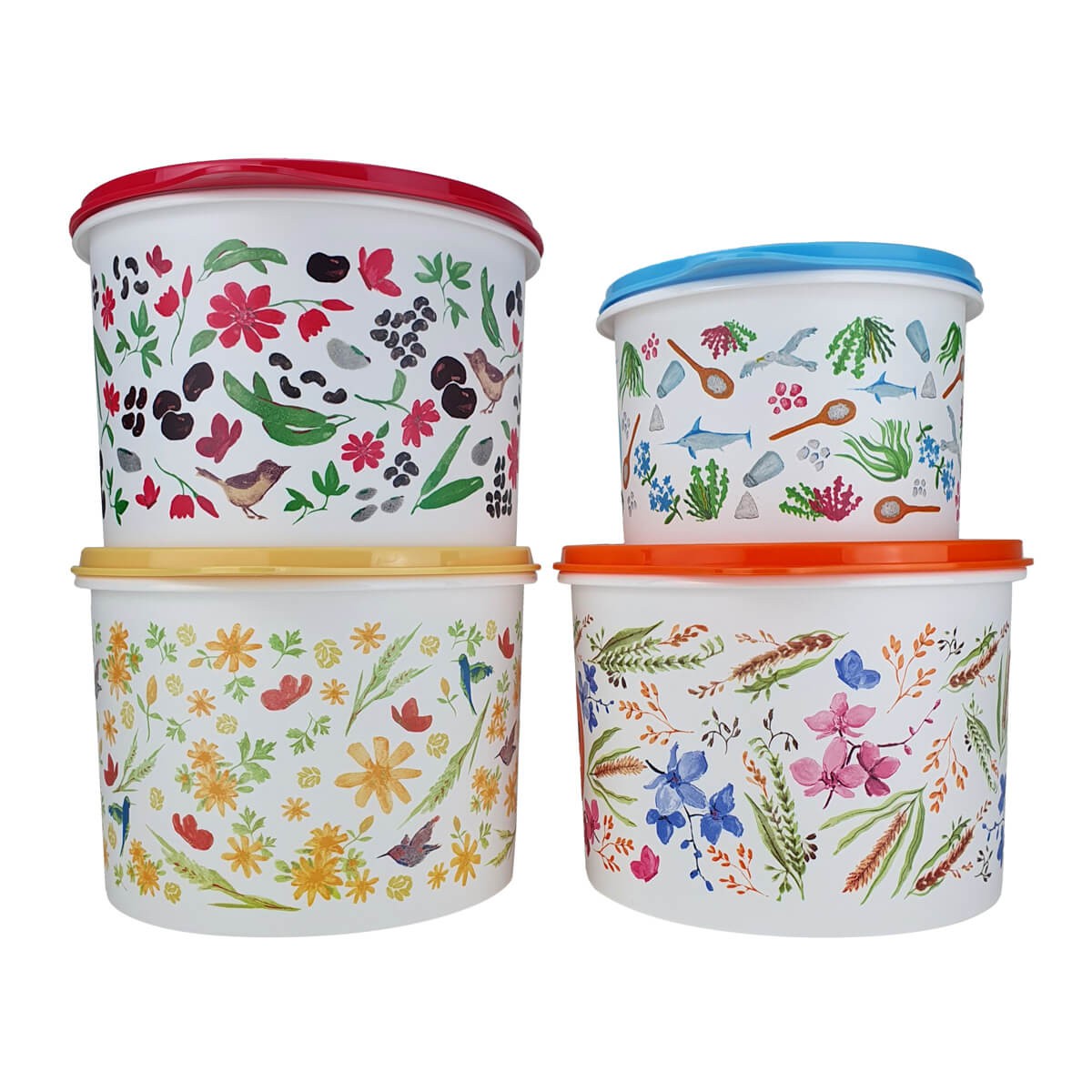 Kit Tupperware Caixa de Mantimento Floral 4 peças - Comprar Tupperware ...
