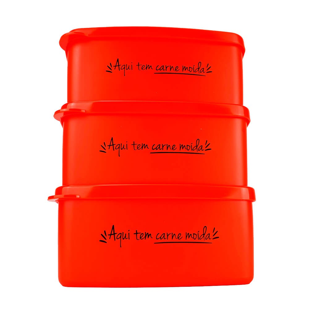 Kit Tupperware Jeitosinho 400ml Aqui Tem Carne Moída 3 peças - Comprar ...