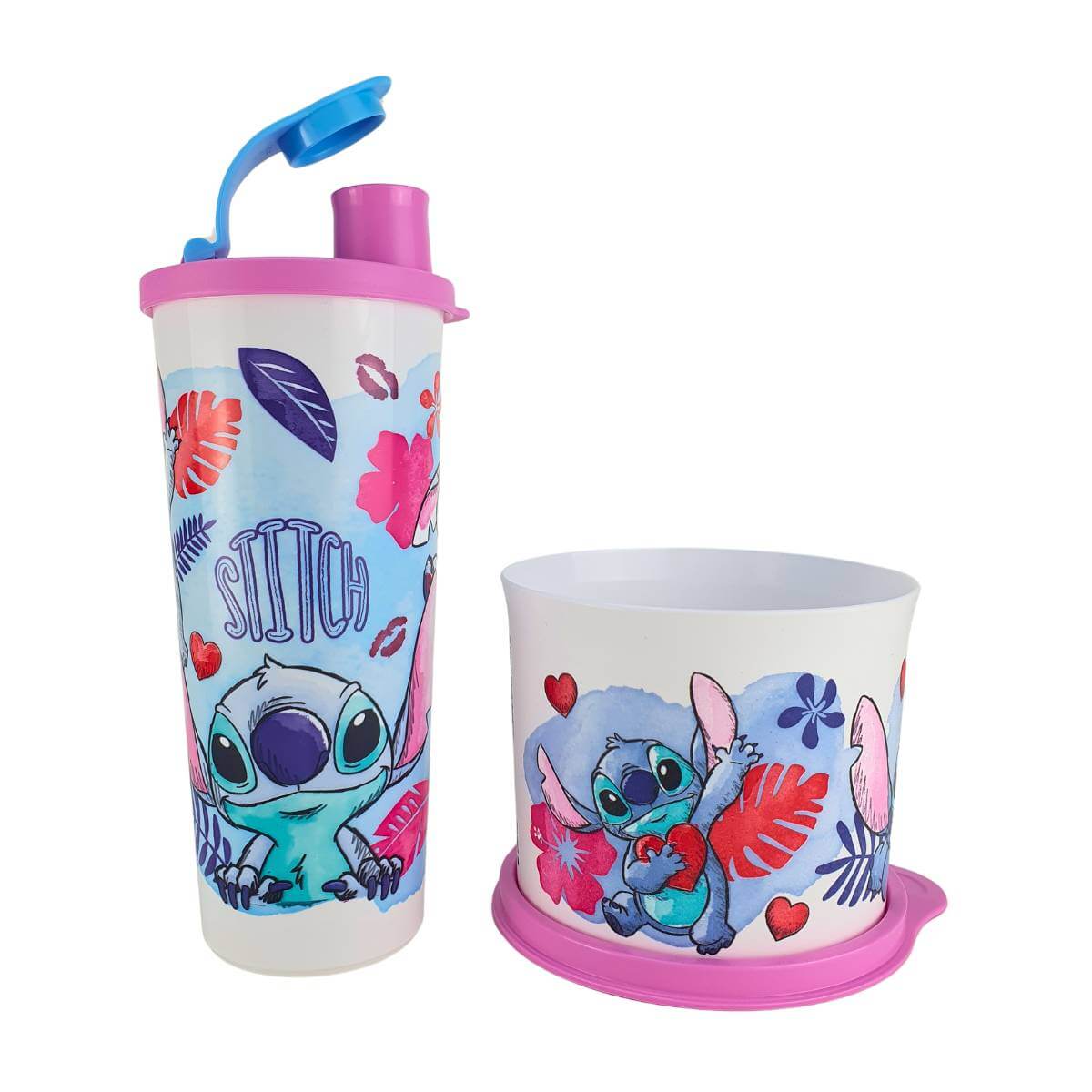 Kit Tupperware Redondinha 500ml + Copo com Bico 470ml Stitch - Comprar ...