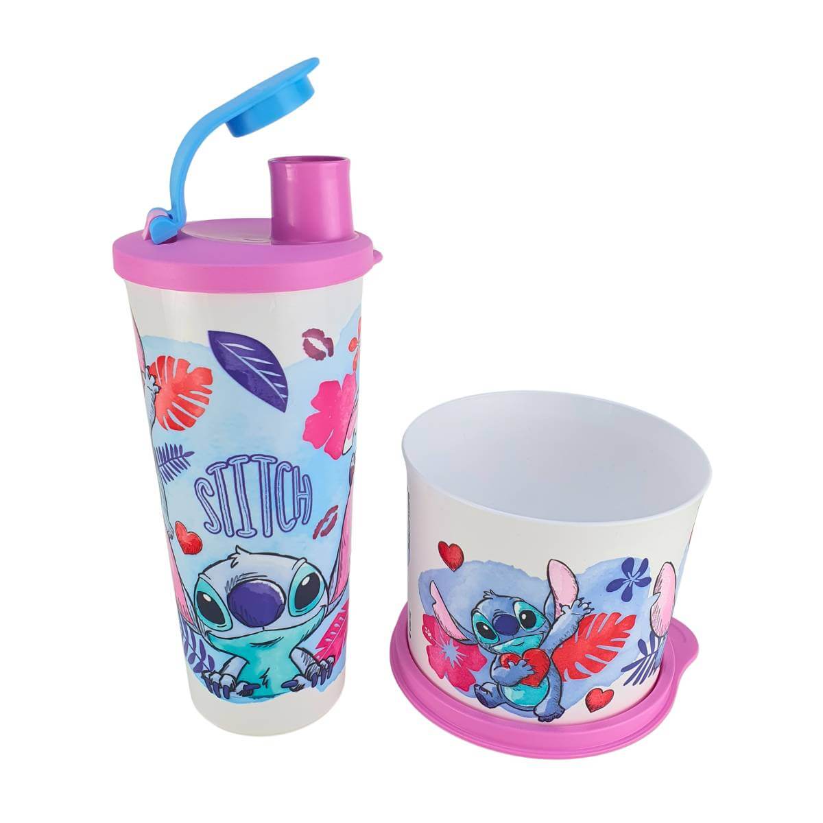 Kit Tupperware Redondinha 500ml + Copo com Bico 470ml Stitch - Comprar ...