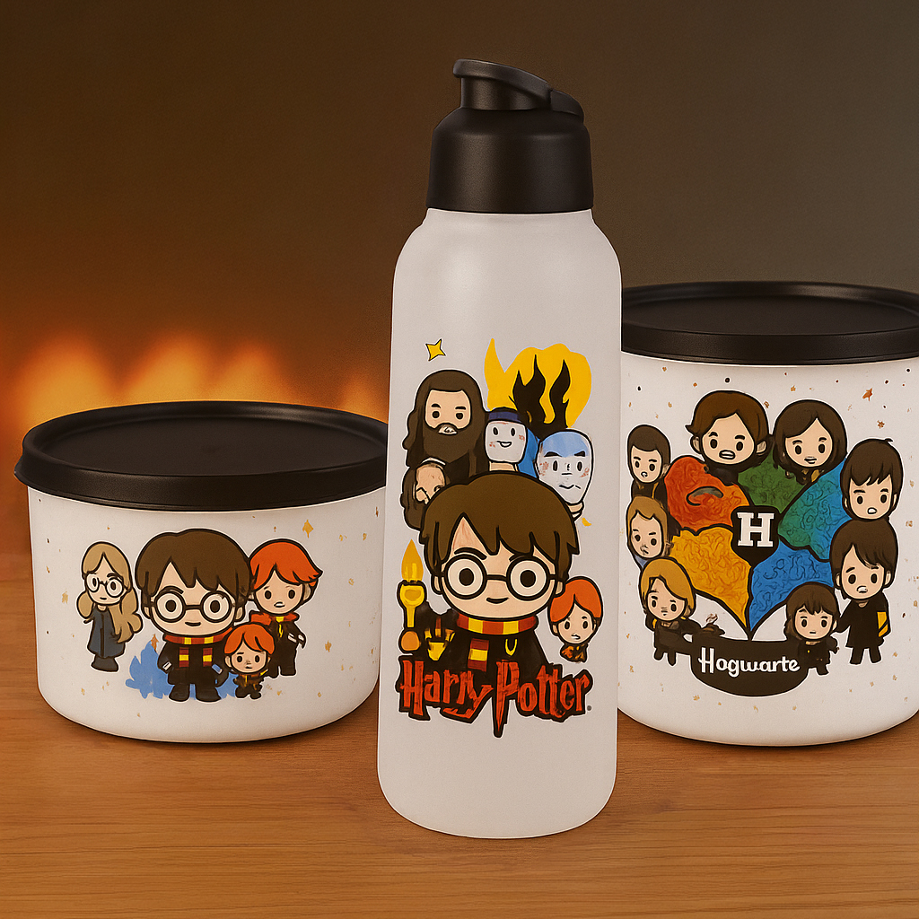 Kit Tupperware Pote e Garrafa Harry Potter Hogwarts 3 peças - Comprar ...