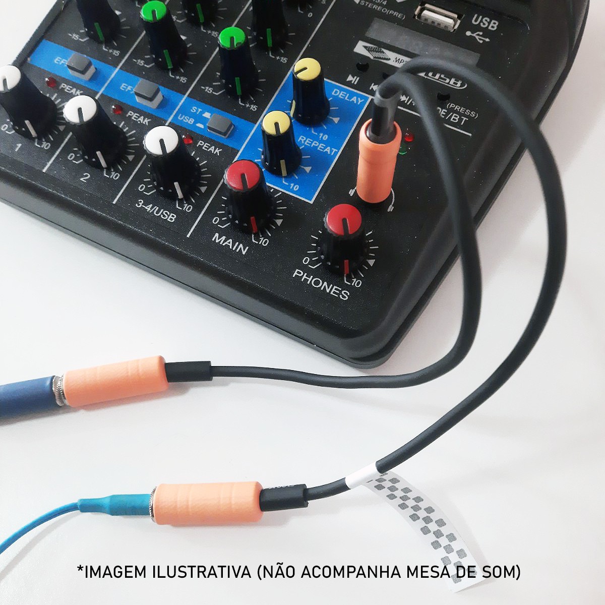 Adaptador / Divisor P2 + 2 Jack P2 (J2 fêmea) Estéreo - Custom Cabos