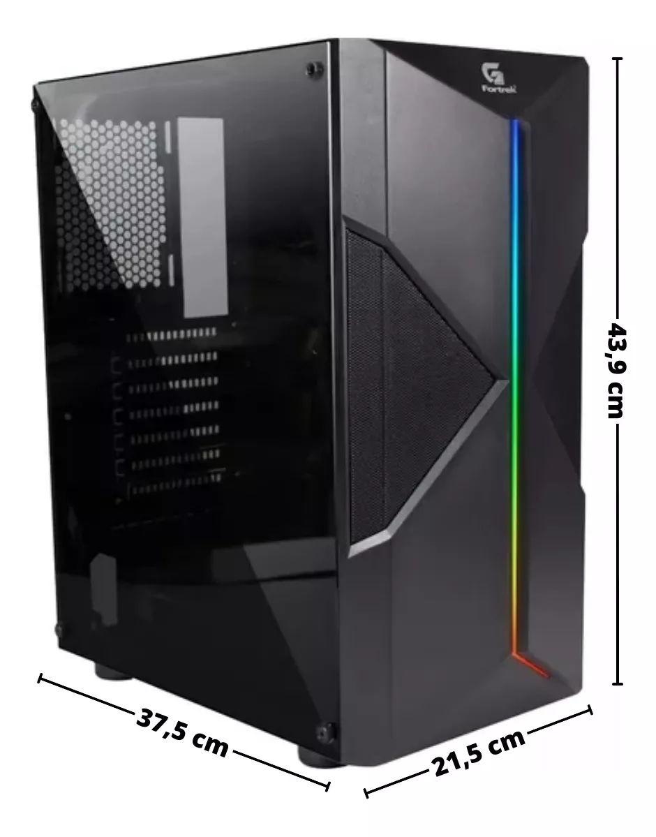 Gabinete Gamer Mid Tower Holt RGB Fortrek Preto - Brasil Games ...