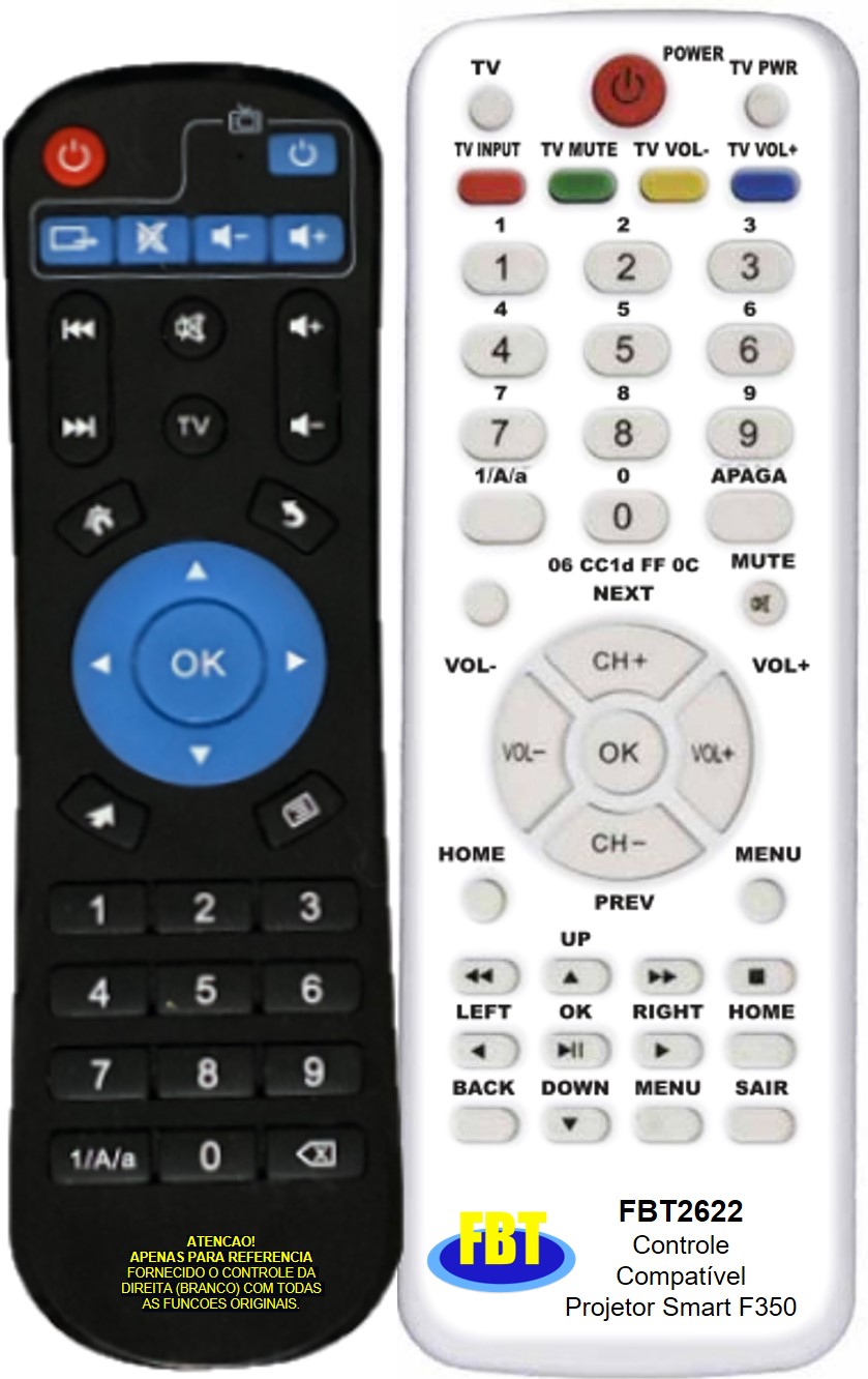 Controle Compatível SMART Projector F350 FBT2622 - FBT CONTROLE REMOTO